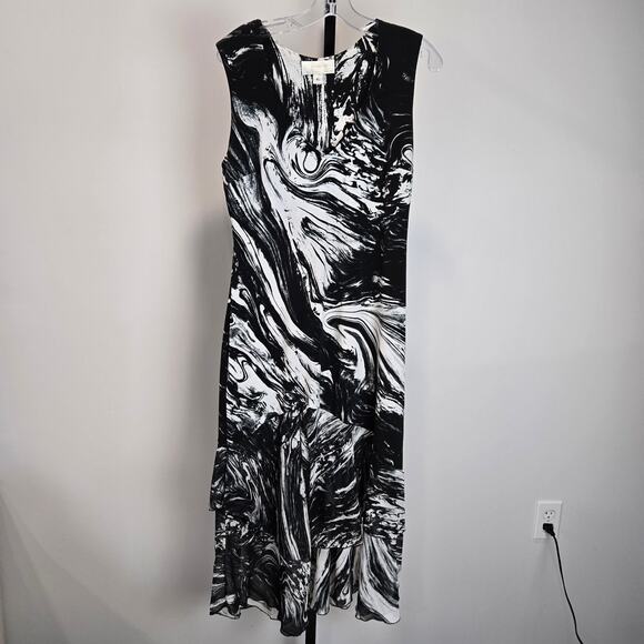Janine | Dresses | Vintage Janine Paris 9s Midi Dress Black White Swirl ...